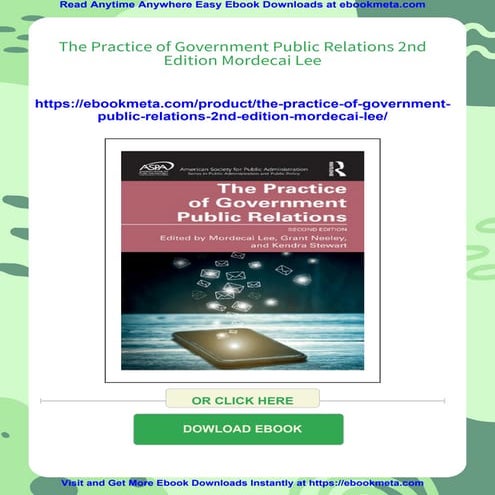 The Practice of Government Public Relations 2nd Edition Mordecai Lee | PDF