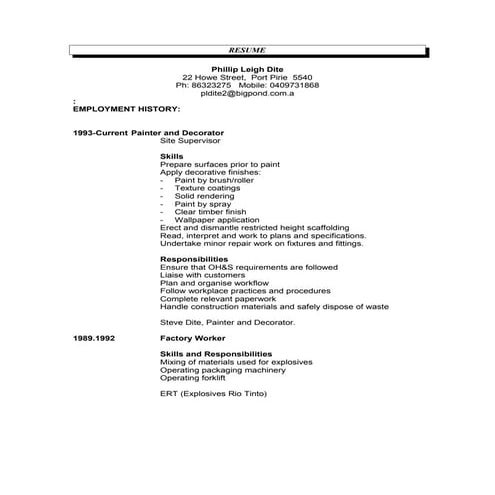 pd resume | DOC