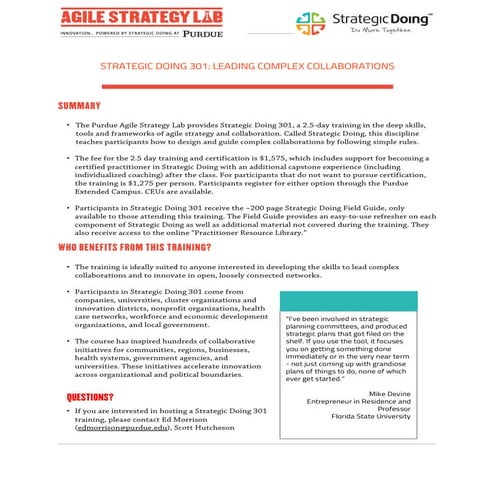 Background on Strategic Doing Practitioner Training | PDF