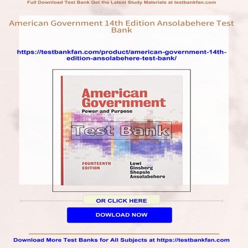 American Government 14th Edition Ansolabehere Test Bank | PDF