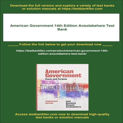 American Government 14th Edition Ansolabehere Test Bank | PDF