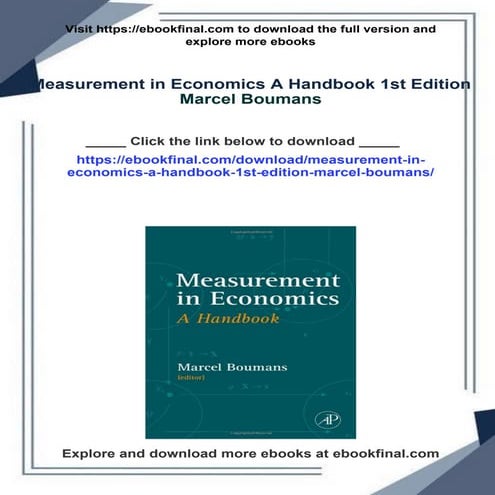 Measurement in Economics A Handbook 1st Edition Marcel Boumans 2024 ...