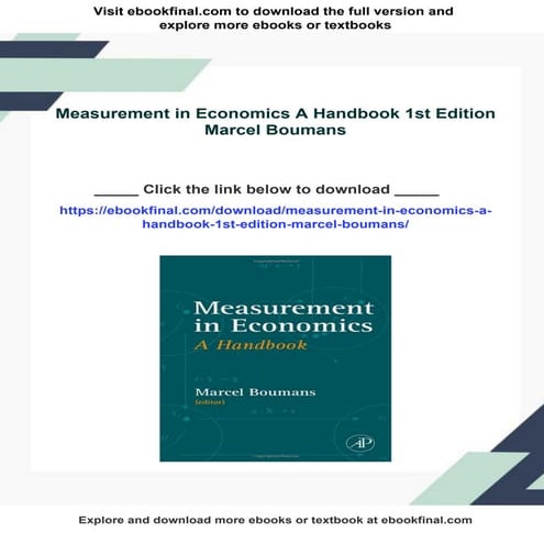 Measurement in Economics A Handbook 1st Edition Marcel Boumans | PDF