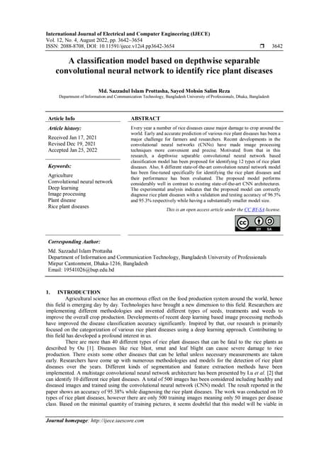 A Classification Model Based On Depthwise Separable Convolutional Neural Network To Identify