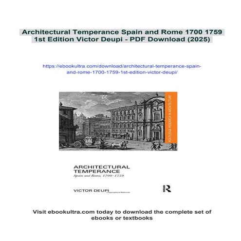 Architectural Temperance Spain and Rome 1700 1759 1st Edition Victor ...