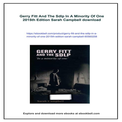 Gerry Fitt And The Sdlp In A Minority Of One 2015th Edition Sarah ...