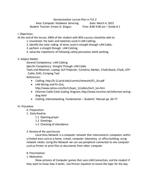 ICT 10 Lesson Plan | DOCX | Computer Peripherals | Computing