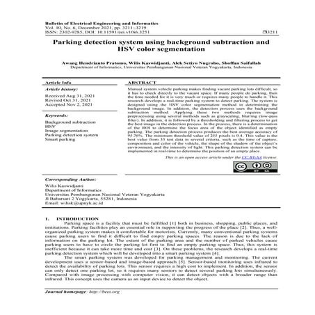 Parking Detection System Using Background Subtraction And Hsv Color