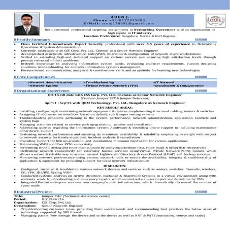 Arun Resume 2017 | DOCX
