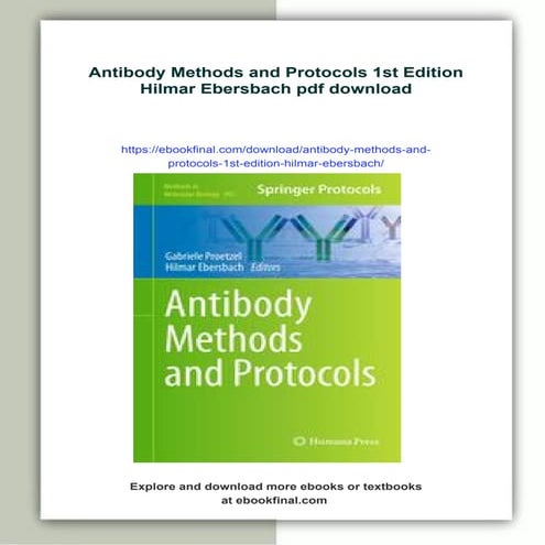 Antibody Methods and Protocols 1st Edition Hilmar Ebersbach | PDF
