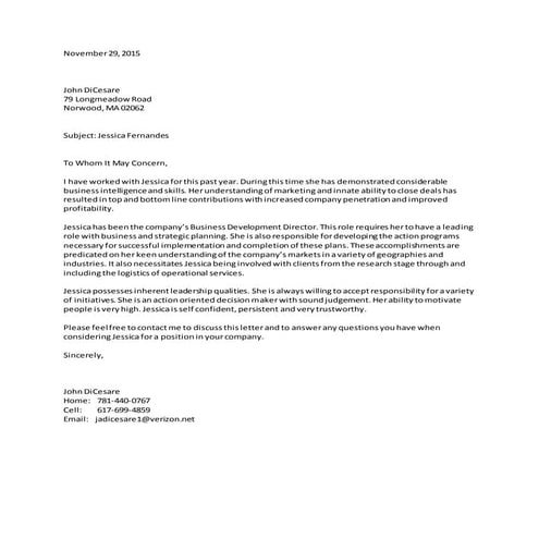 Jessica Fernandes Reference Letter | DOCX