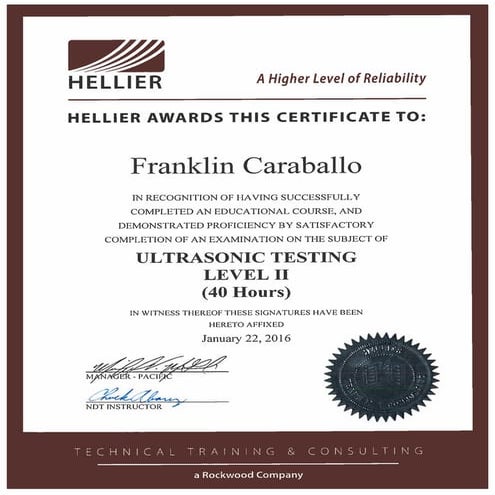 Hellier NDT certifications | PDF