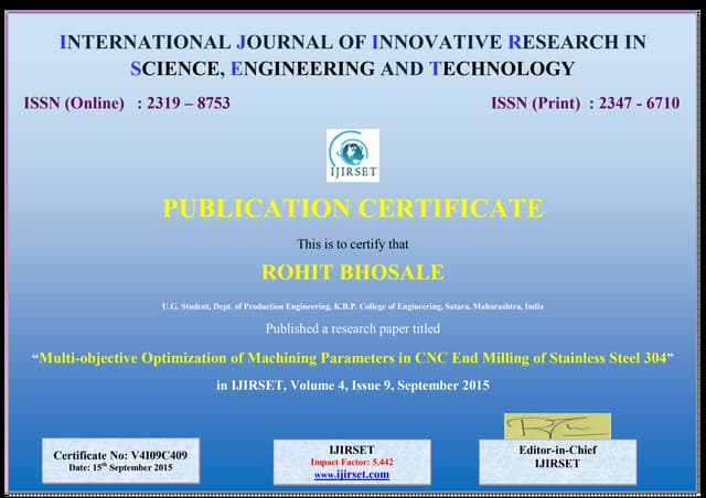 ROHIT BHOSALE INTERNATIONAL JOURNAL CERTIFICATE | PPT ROHIT BHOSALE INTERNATIONAL JOURNAL CERTIFICATE | PPT
