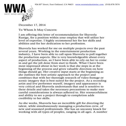 Daniels Jewelers Reference Letter | PDF