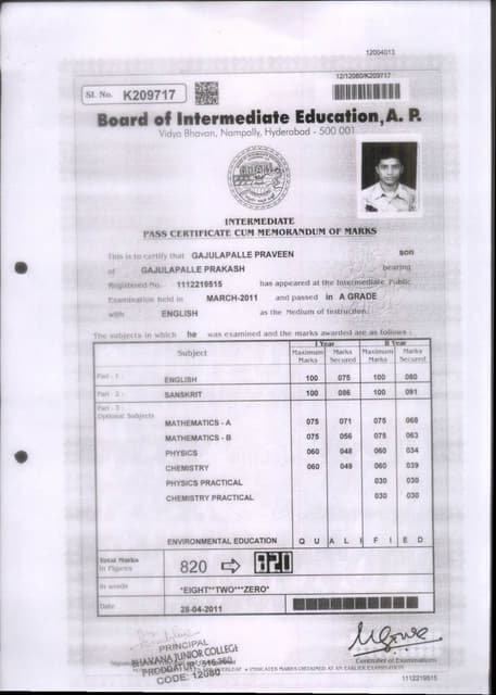 10th Mark Sheet | PDF