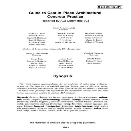 303 r 91 - guide to cast-in place architectural concrete prac | PDF