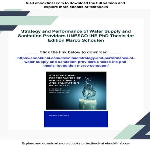 Strategy and Performance of Water Supply and Sanitation Providers UNESCO IHE PhD Thesis 1st ...