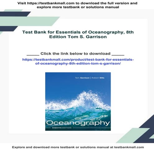 Test Bank for Essentials of Oceanography, 8th Edition Tom S. Garrison | PDF