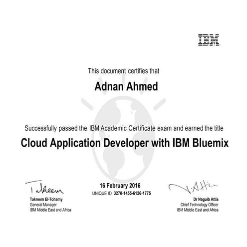 Cloud Application Developer with IBM Bluemix_certificate | PPT