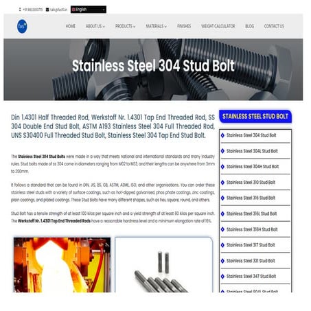 Stainless Steel 304 Stud Bolt | UNS S30400 Fasteners - fas10 | PDF ...