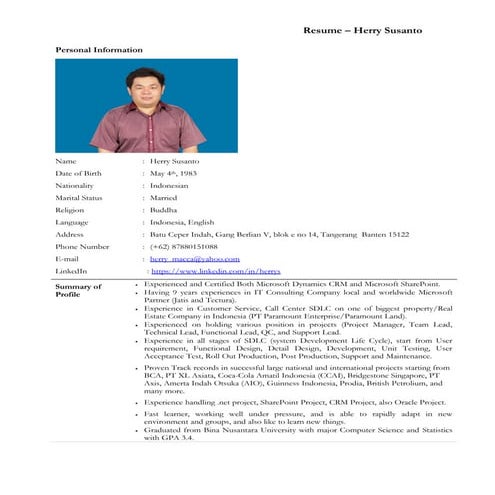 CV-Herry_Susanto_201512 | PDF