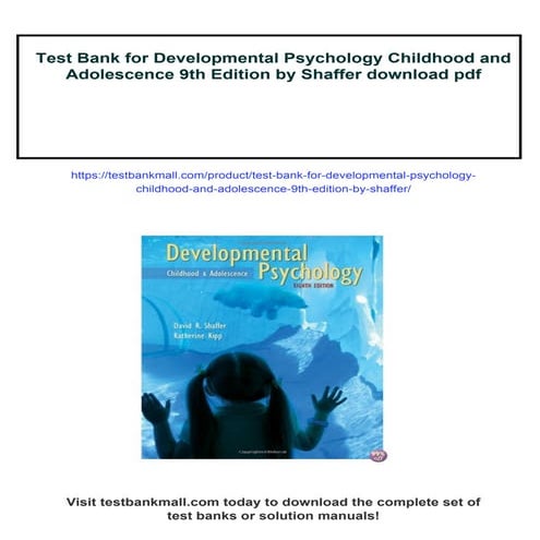 Test Bank for Developmental Psychology Childhood and Adolescence 9th ...
