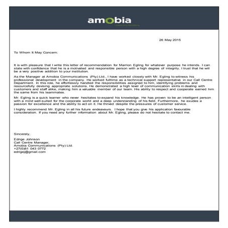Front desk reference letter | DOC