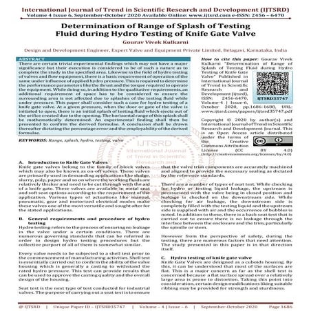 Determination of Range of Splash of Testing Fluid during Hydro Testing ...