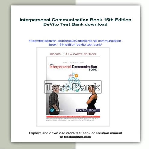 Interpersonal Communication Book 15th Edition DeVito Test Bank | PDF