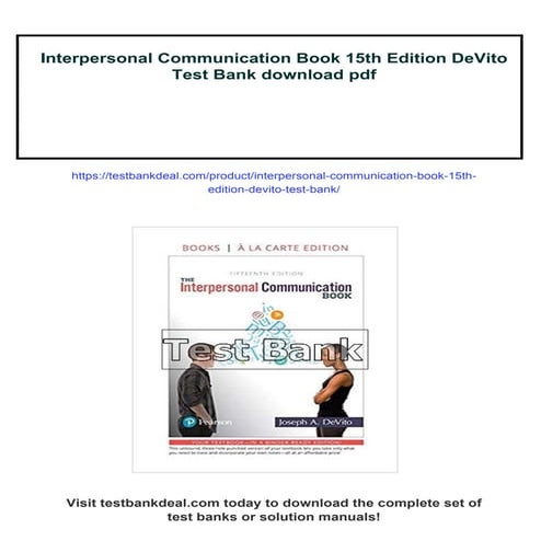 Interpersonal Communication Book 15th Edition DeVito Test Bank | PDF