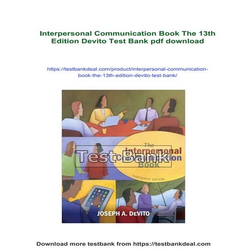 Interpersonal Communication Book The 13th Edition Devito Test Bank | PDF