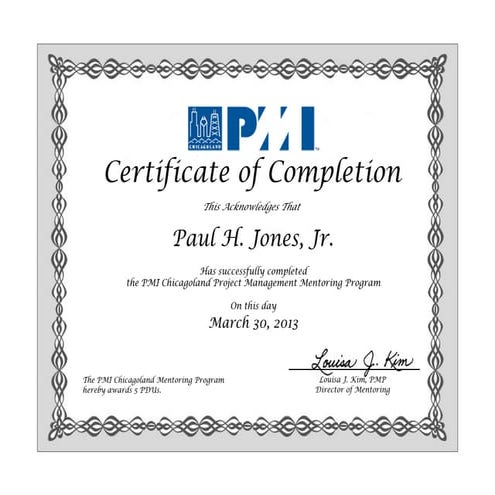 Certificate of Completion 2012-2013 Mentor-Metee Program March 30 2013 ...