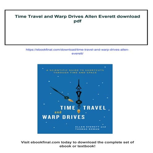 Time Travel and Warp Drives Allen Everett | PDF