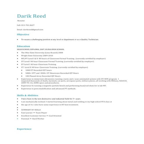 Darik Reed Resume | PDF