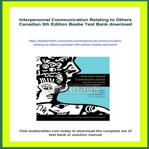 Interpersonal Communication Relating to Others Canadian 5th Edition ...
