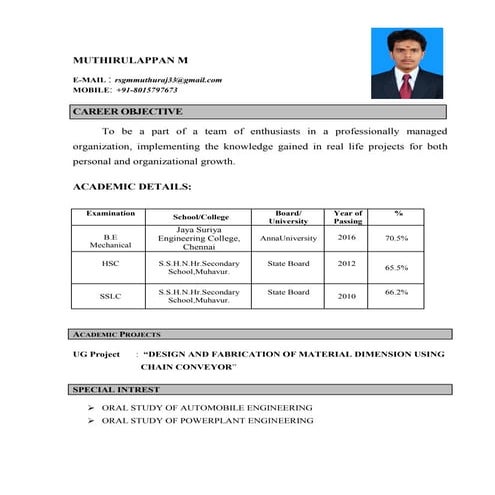 MUTHU CV-BE | PDF