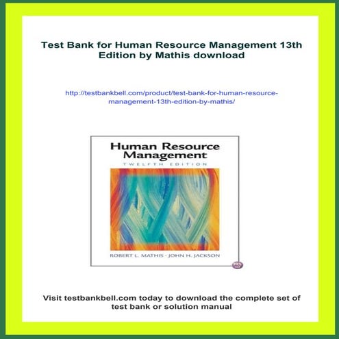 Test Bank for Human Resource Management 13th Edition by Mathis | PDF