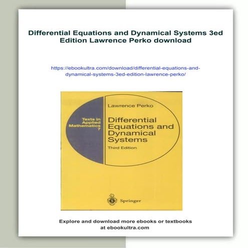Differential Equations and Dynamical Systems 3ed Edition Lawrence Perko | PDF