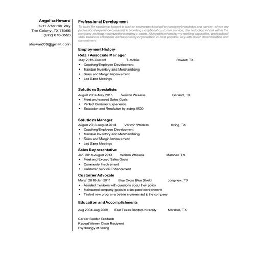 T-mobile Resume | DOCX