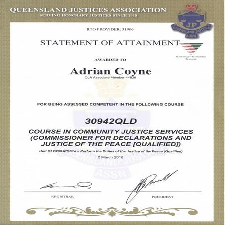 Adrian - QLD Justice Assoc2 | PDF