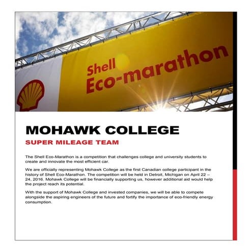 MOHAWK COLLEGE - Super Mileage Team | PDF