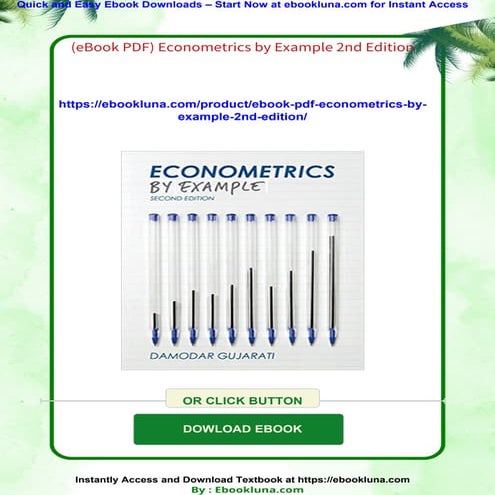 (eBook PDF) Econometrics by Example 2nd Edition | PDF