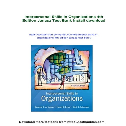 Interpersonal Skills in Organizations 4th Edition Janasz Test Bank | PDF