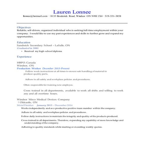 Lauren Lonnee Resume Aug 2016 | DOCX