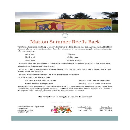 Marion Summer Rec Flyer | PDF