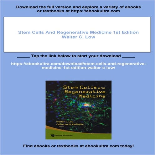 Stem Cells And Regenerative Medicine 1st Edition Walter C. Low | PDF
