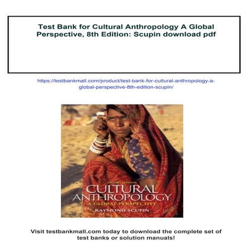 Test Bank for Cultural Anthropology A Global Perspective, 8th Edition ...