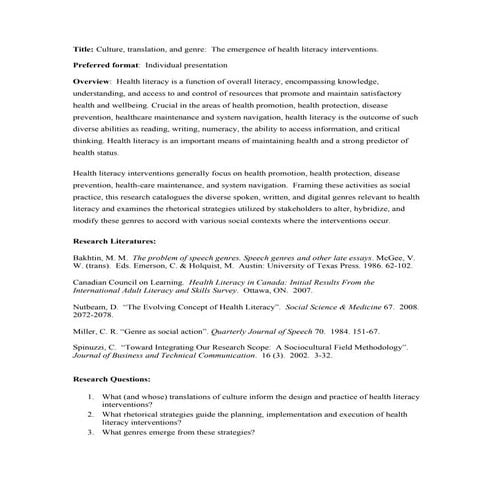Health literacy in medical education | PPT