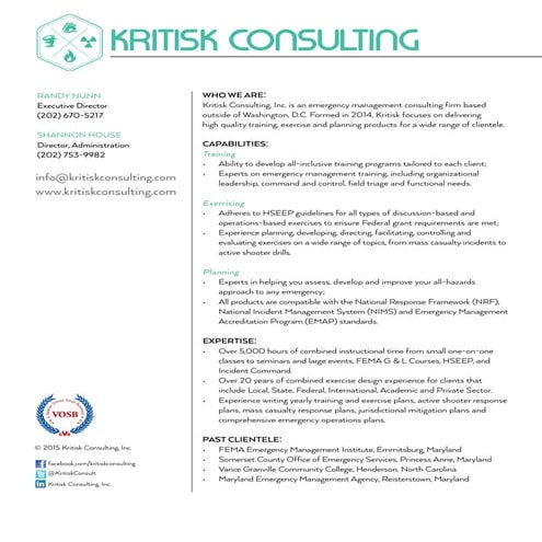 Kritisk Consulting Capability Statement | PDF