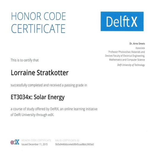Certificate - Solar Energy | PDF